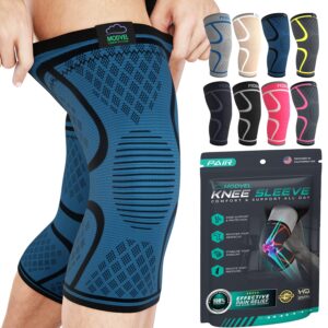 modvel compression knee brace for women & men - 2 pack knee brace for women running knee pain, knee support compression sleeve, workout sports knee braces for meniscus tear acl & arthritis pain relief