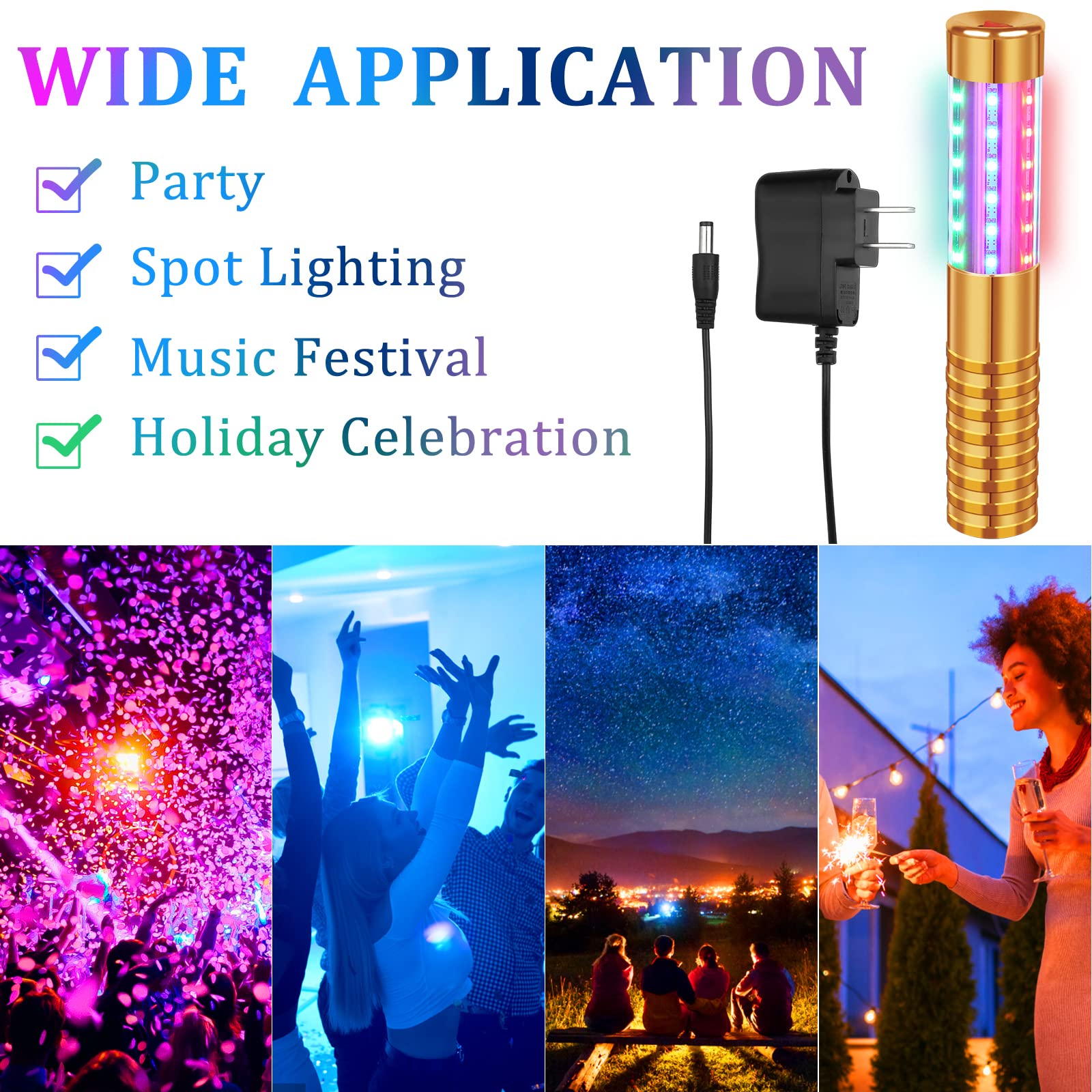 4 Pieces LED Strobe Baton Bottle Service Sparklers LED Metallic Bottle Service Lights Handheld Light for Nightclubs Weddings Parties Activities Supplies