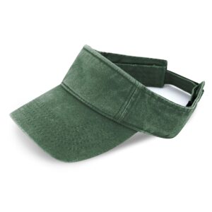 the hat depot sun visor hat sports visor 100% cotton & pigment quick adjust strap closure sun-protect golf men women visor cap hat (2. pigment - hunter green)