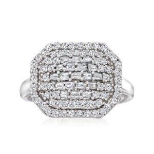 ross-simons 1.00 ct. t.w. diamond octagon ring in sterling silver. size 10