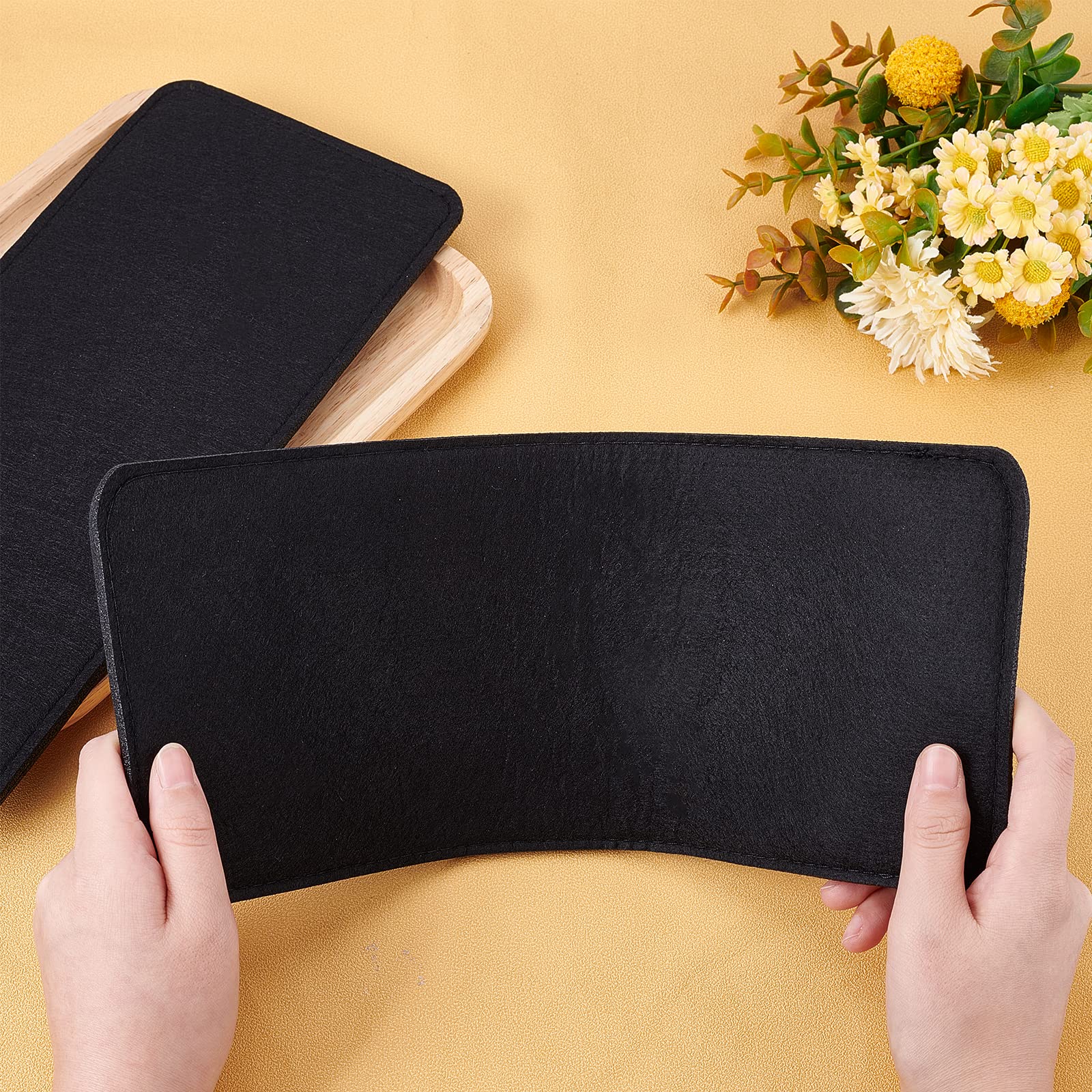 PH PandaHall 12x5 Black Felt Base Shaper, 2pcs Bag Bottom Shaper Pad Arc Corner Bag Liner Board Insert for Tote Leather Purse Handbag Crossbody Bag Backpack Canvas Travel Bag, 6mm Thick