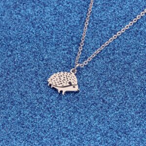 WUSUANED Cute Animal Necklace Hedgehog Pendant Necklace Hedgehog Charm Jewelry For Women Hedgehog Lover Gifts (Hedgehog charm necklace)