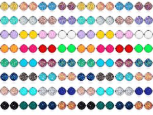 epakh 64 pairs faux druzy stud earrings set stainless steel round earrings round bling earrings glitter bohemian pierced earrings for women, 32 colors