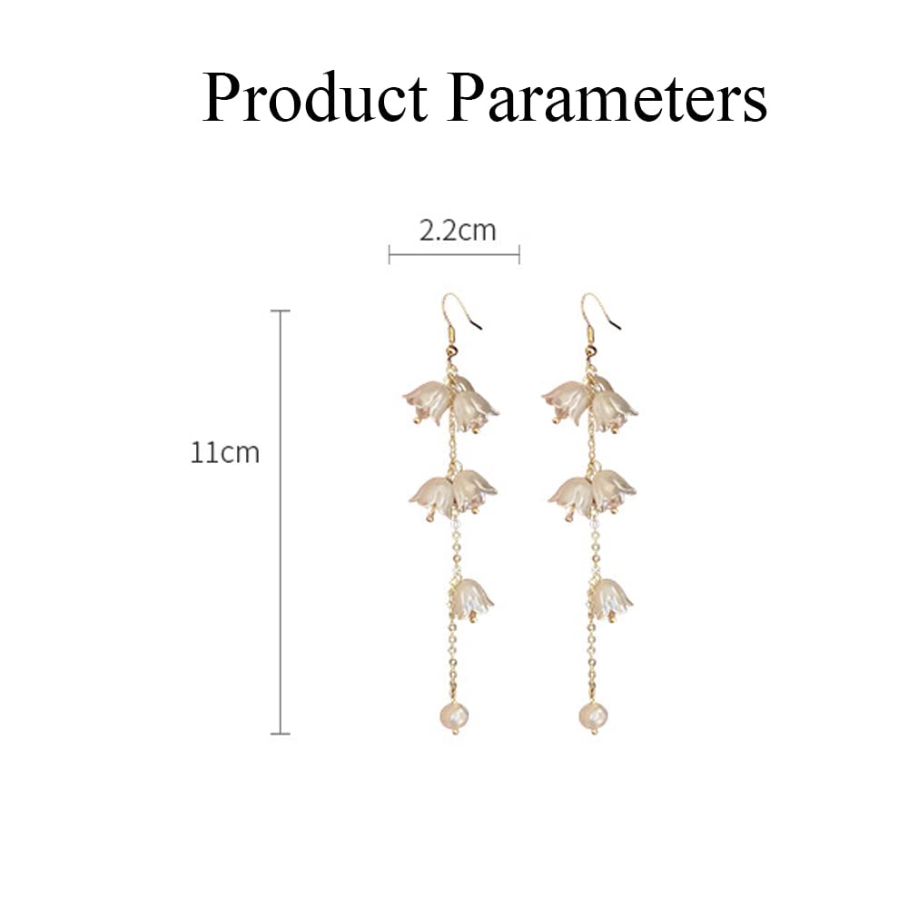 Bell Orchid Flower Dangle Drop Hook Earrings for Women Pearl Crystal Threader Tassel Dangling Wedding Earring Studs Hoop Christmas Jewelry