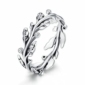 round cut white diamond tree of life ring 925 sterling silver 14k white gold finish