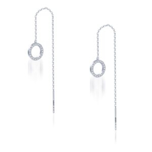 cowlyn a pair 925 sterling silver earrings tassel threader long chain ear line round cubic zirconia drop dangle hypoallergenic jewelry for women