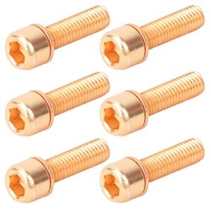 bicycle stem, 6 pcs bike steering handlebar screw with spacer for road bike for fixing gear(gold one card/6 pcs)