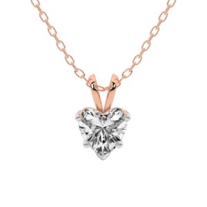 friendly diamonds diamond pendant necklace for women | 1 carat igi certified heart shape lab grown diamond | quartze split bail solitaire lab diamond pendant in 14k rose gold | fg-vs1-vs2 quality