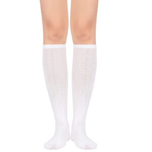 american trends knee high socks for women casual athletic solid color thigh high socks leg warmers compression socks 1 pack white