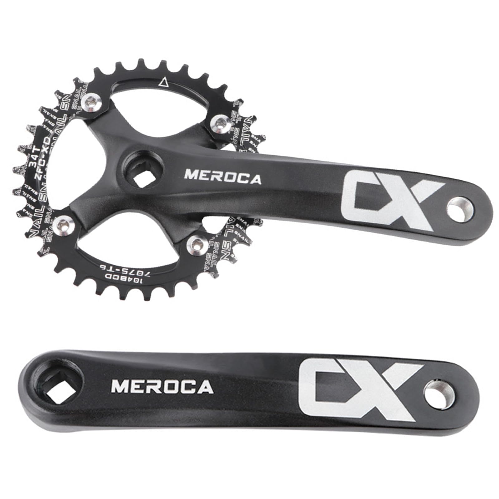 PETCHOR Square Taper Crankset MTB, Mountain Bike Single Speed Crankset, Bicycle Crank Arm Set 170mm 104BCD, 34T Chainring & Bolts