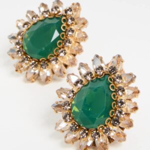 Deepa Gurnani Women's Deepa by Deepa Gurnani Leesha Brass Earrings, Emerald, Green, One Size