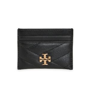 Tory Burch Women's Kira Chevron Card Case, Black, One Size