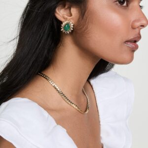 Deepa Gurnani Women's Deepa by Deepa Gurnani Leesha Brass Earrings, Emerald, Green, One Size