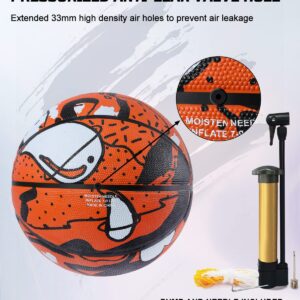 SQUAD Graffiti Basketball Size 7 (29.5"), Durable Rubber Basketball Ball for Indoor & Outdoor Play, includes Pump & Mesh Bag