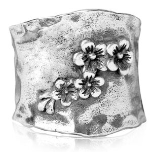 s925 sterling silver flowers full finger wide bands ring for women girls,retro vintage antique daisy flowers floral thumb index finger bands ring,big large punk biker gothic cocktail party boho statement bands ring jewelry gift (ring_a, 7)