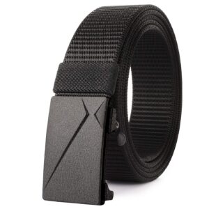 drizzte big and tall size 67'' mens black nylon belt automatic ratchet buckle slide web belts