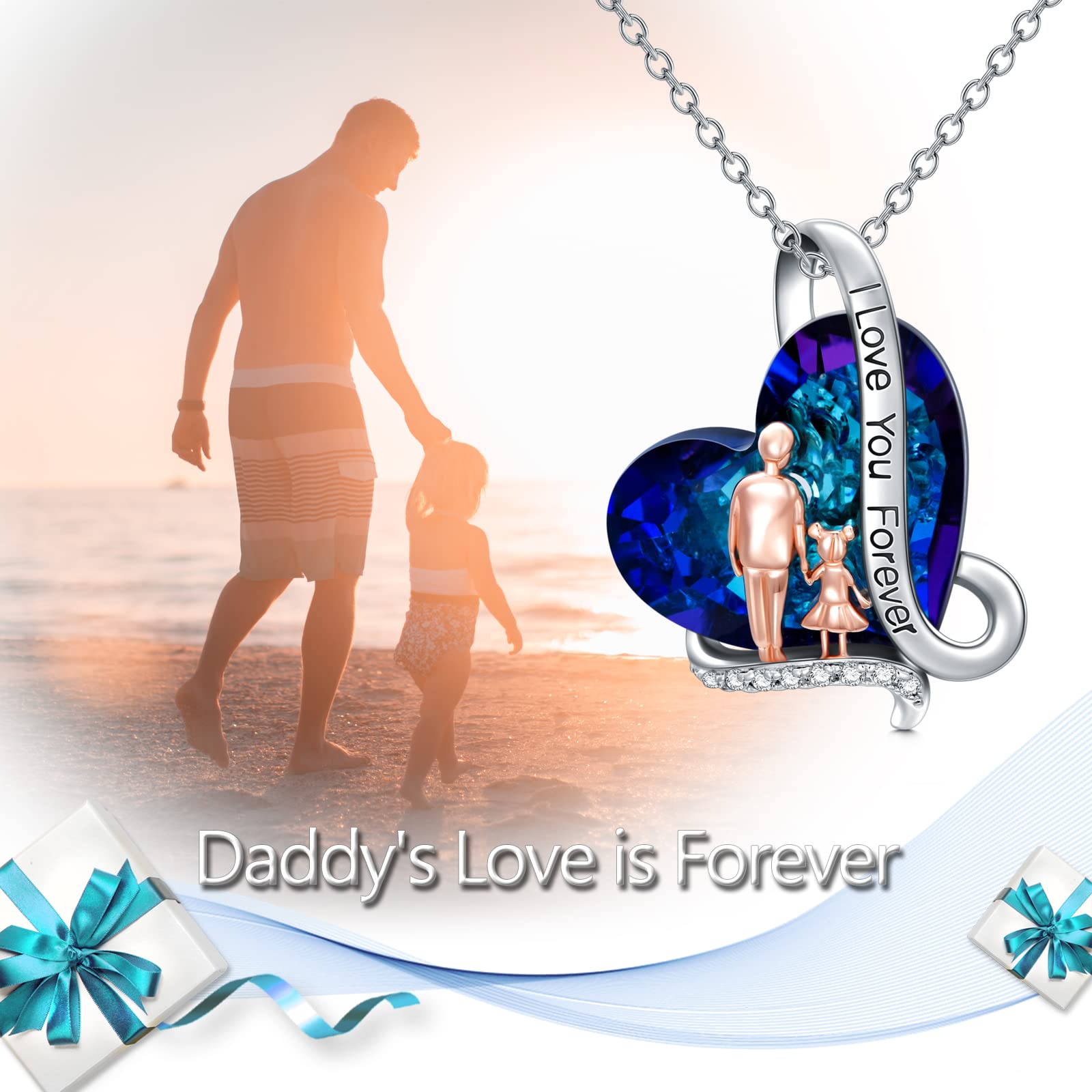 AOBOCO Daughter Necklace from Dad Sterling Silver Engraved I Love You Forever Daughter Birthday Jewelry Gifts from Dad and Mom