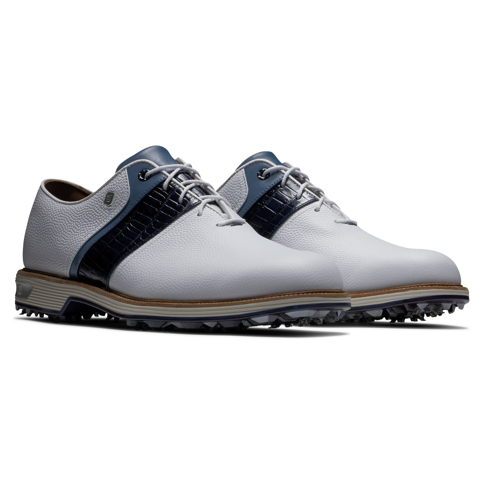 FootJoy Men's Premiere Series-Packard Golf Shoe, White/Navy/Light Blue, 8.5 Wide