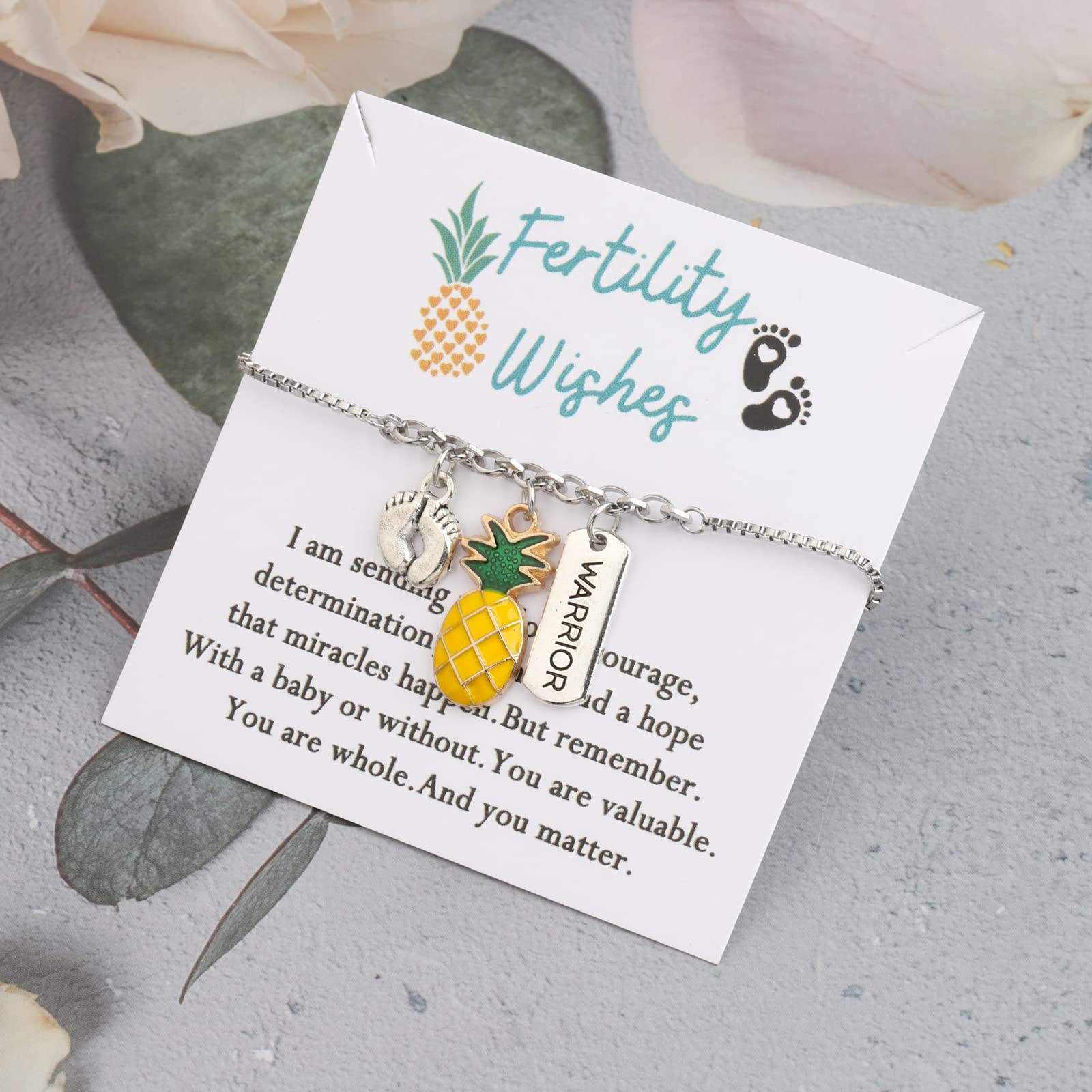 MYOSPARK IVF Fertility Wish Gift IVF Infertility Warrior Pineapple Bracelet IVF Encouragement Gifts for Women (Fertility Wish BR)