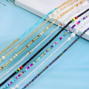 Honsny 23-50Inch Waist Beads for Women, Belly Beads Elastic Chain African Waist Beads Plus Size Colorful Summer Beaded Body Chain Waist Jewelry