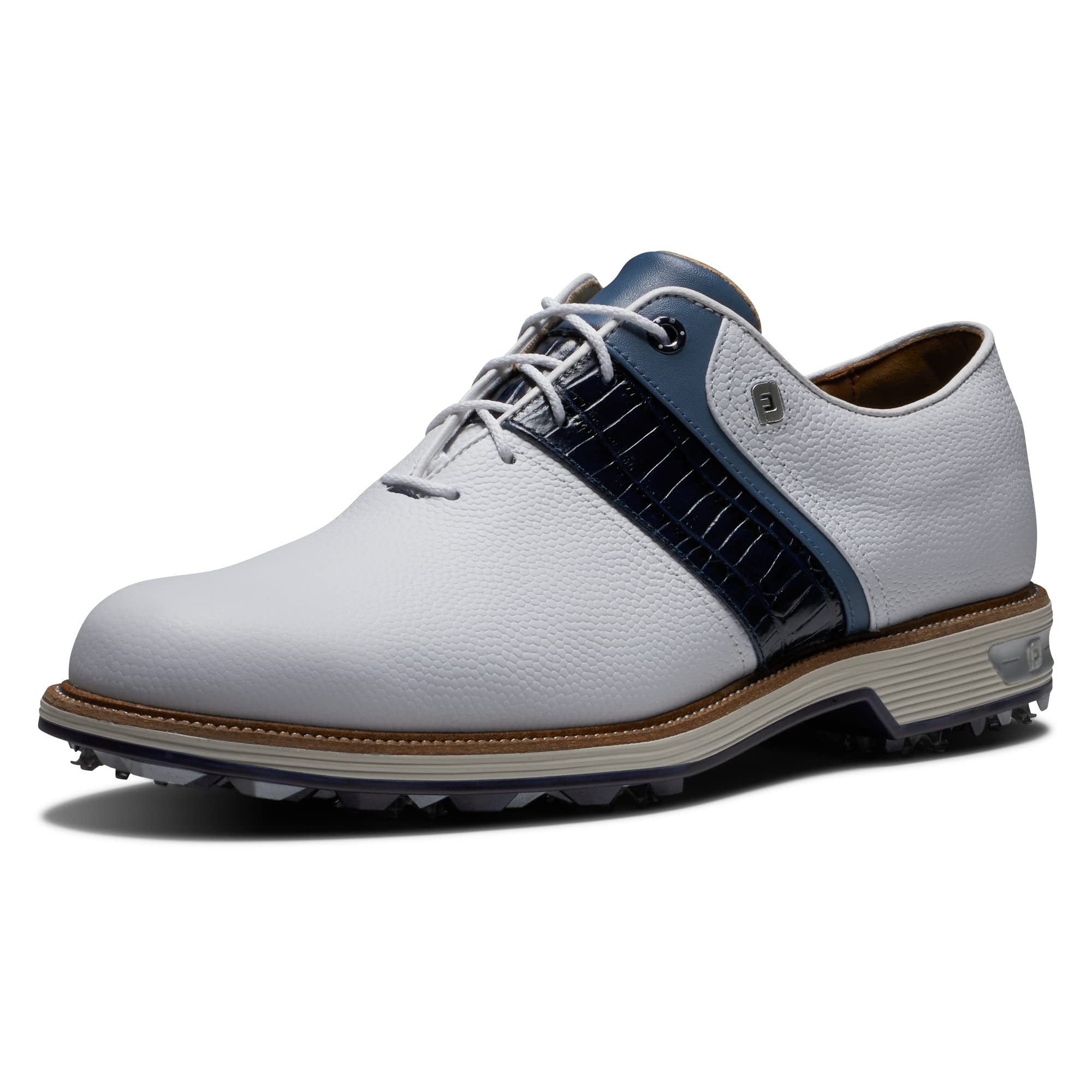 FootJoy Men's Premiere Series-Packard Golf Shoe, White/Navy/Light Blue, 10