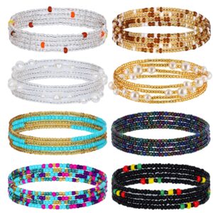 honsny 23-50inch waist beads for women, belly beads elastic chain african waist beads plus size colorful summer beaded body chain waist jewelry