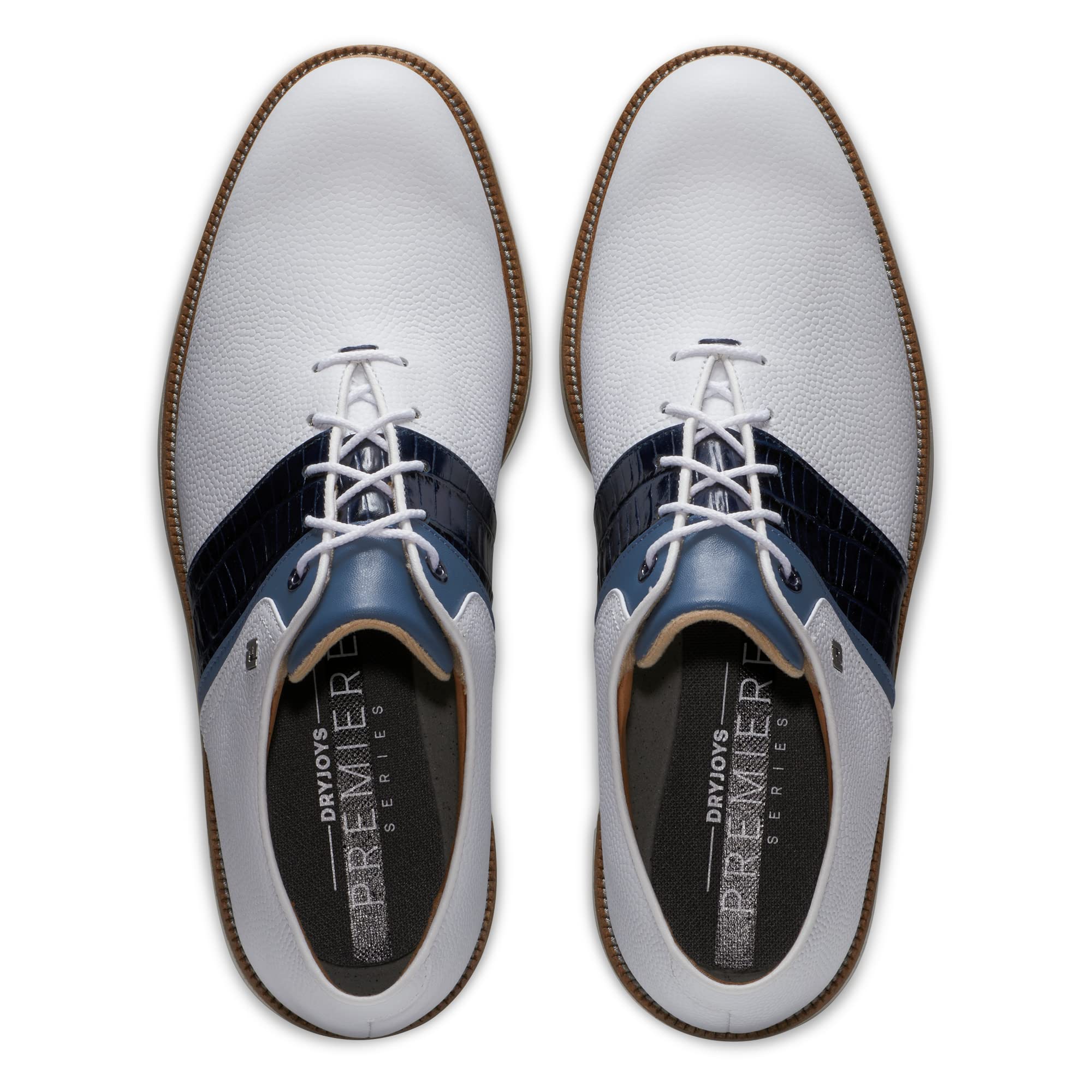 FootJoy Men's Premiere Series-Packard Golf Shoe, White/Navy/Light Blue, 10.5