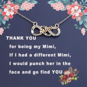 lqri mimi necklace thank you mimi gifts thank you for being my mimi infinity necklace best mimi ever gift mothers day jewelry gifts for grandma mimi (silver)