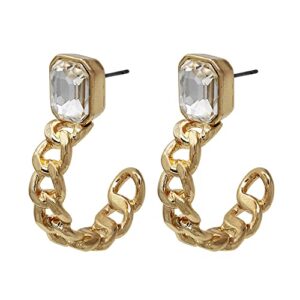 steve madden stone post chain hoop earrings