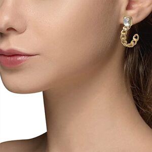 Steve Madden Stone Post Chain Hoop Earrings