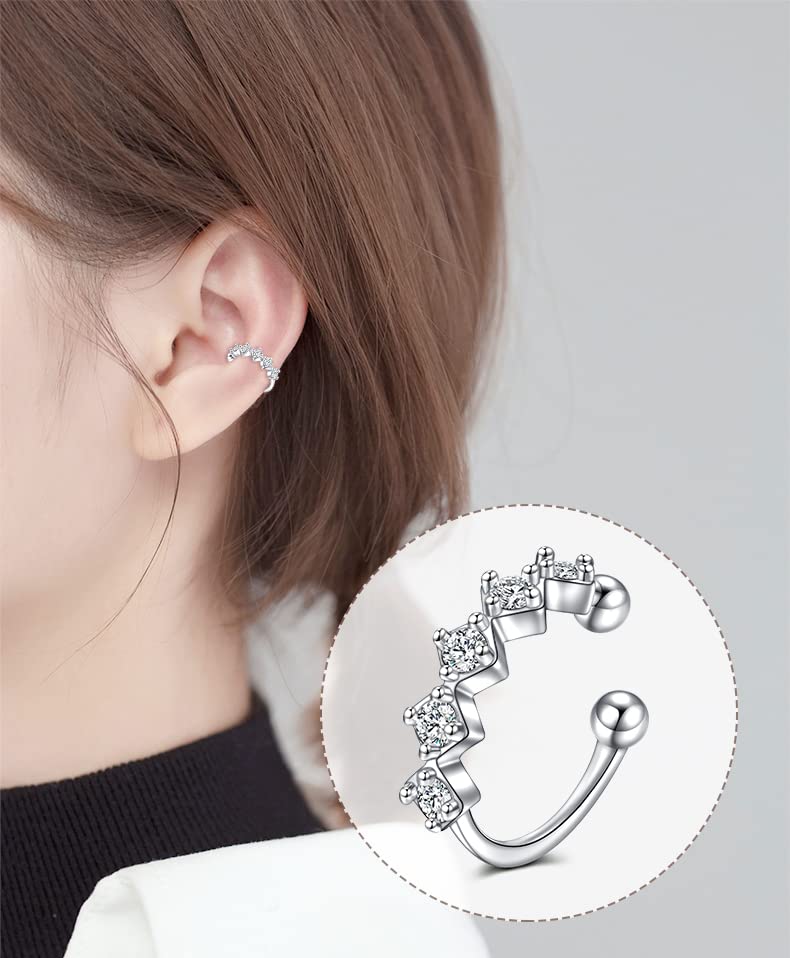 JFORYOU Ear Cuff Butterfly Flower CZ Fake Helix Cartilage Clip On Wrap Earrings Fake Lip Ring Non-Piercing Adjustable Men Women