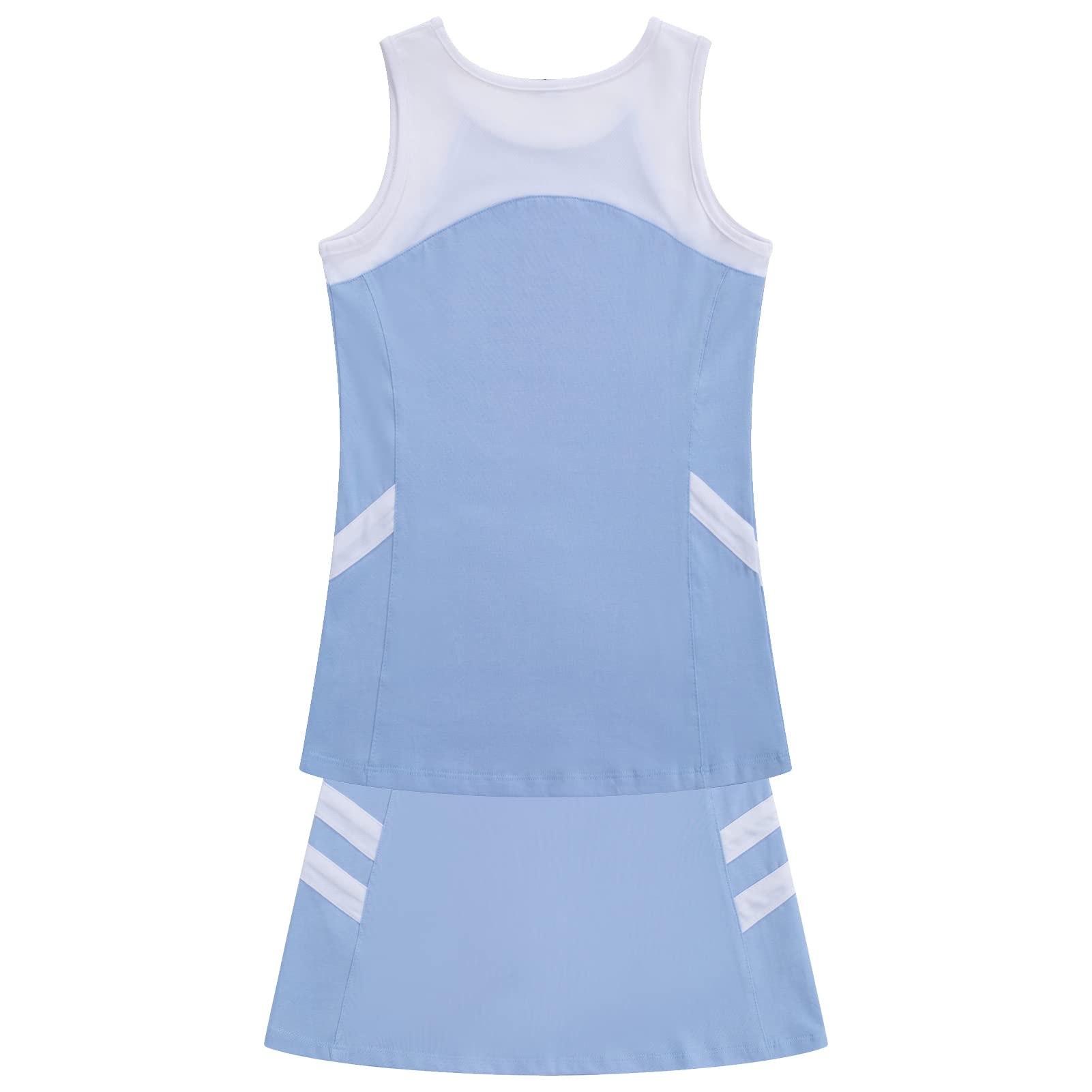 Girls Tennis Golf Dress Girls Tank Top and Tennis Golf Skirt with Built-in Shorts Outfit Set, Blue, 6(S)