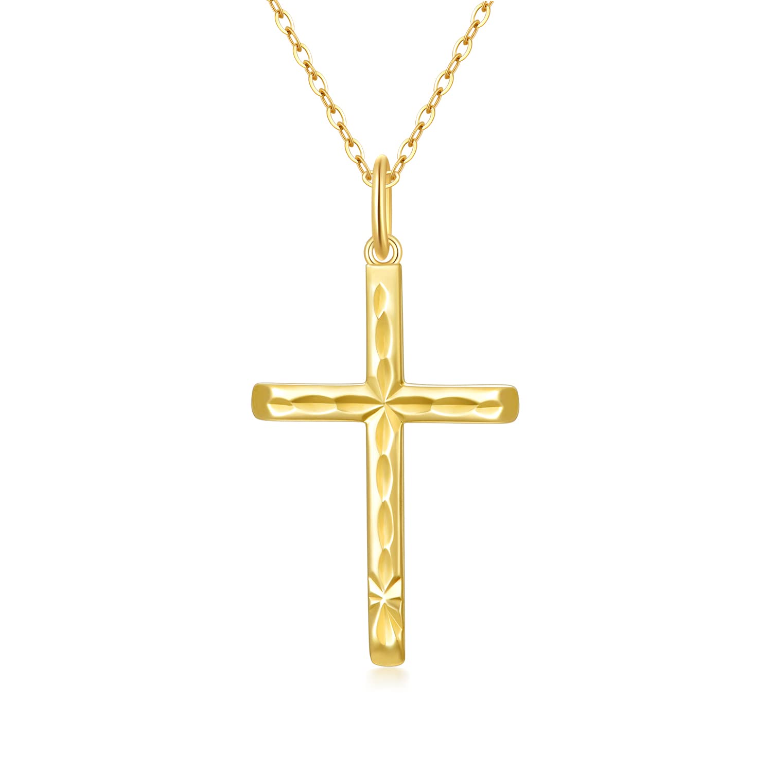 SISGEM Solid 14K Gold Cross Necklace, Real Gold Faith Cross Pendant Necklace Religious Jewelry for Women Anniversary Birhtday Mother's Day Jewelry Gifts for Mom, Wife, 16+2 Inch