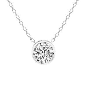 friendly diamonds diamond pendant necklace for women | 2 carat igi certified round shape lab grown diamond | globe slider lab diamond pendant in 18k white gold | fg-vs1-vs2 quality