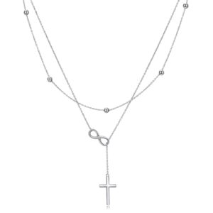 mongas infinity cross layered necklaces 925 sterling silver lariat y necklace christmas jewelry for women