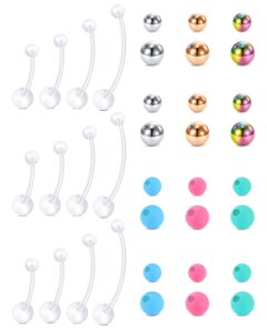 jforyou pregnancy belly button rings maternity flexible plastic long navel rings retainer piercing 14g long belly button rings for maternity pregnant women