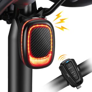 onvian bike tail light alarm, usb rechargeable bicycle brake rear light for night riding, bike alarm with remote bike horn for motorcycle bicycle scooter volume adjustable