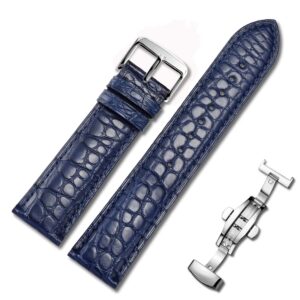 moran quick release alligator leather watch band deployment butterfly buckle 18mm 19mm 20mm 21mm 22mm 24mm replacement genuine crocodile leather loop smartwatch strap for men women