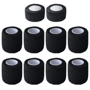 feilibay 10 pack cohesive bandage wrap self adherent vet tape for pets, elastic self adhesive wrap for sports, finger, wrist, 2 size (8pack 2'' and 2pack 1''), black