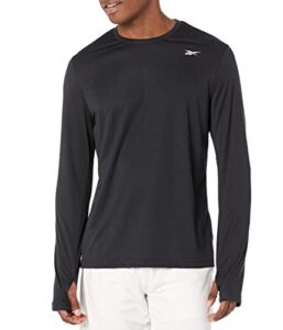 reebok men's standard long sleeve workout shirt, night black, x-large