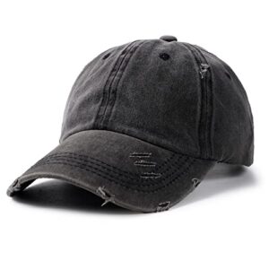 lvaiz distressed baseball cap dad hats for women men vintage washed cotton trucker hat adjustable low profile ball caps black