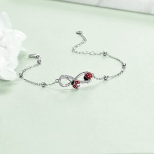 POPLYKE Ladybug Bracelet for Women 925 Sterling Silver Ladybug Jewelry Gifts for Mother Daughter Sister Grandma