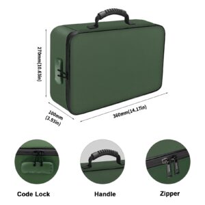 DocSafe File Organizer Bag with Lock,Fireproof Document Organizer Case with Water-Resistant Zipper,3-Layer Portable Travel Home Storage Safe Bag for Laptop,Files,Certificates,Gifts for Him,Green