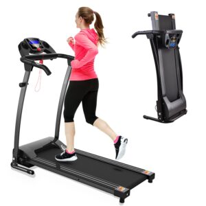 fyc folding treadmill for home portable electric treadmill running exercise machine compact treadmill foldable for home gym fitness workout jogging walking, black