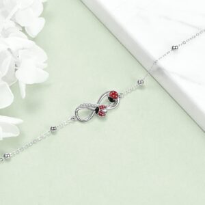 POPLYKE Ladybug Bracelet for Women 925 Sterling Silver Ladybug Jewelry Gifts for Mother Daughter Sister Grandma