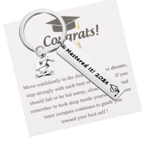 lqri mastered it graduation keychain class of 2024 congrats grad gift masters graduation gift for her or him masters degree gift (silver)