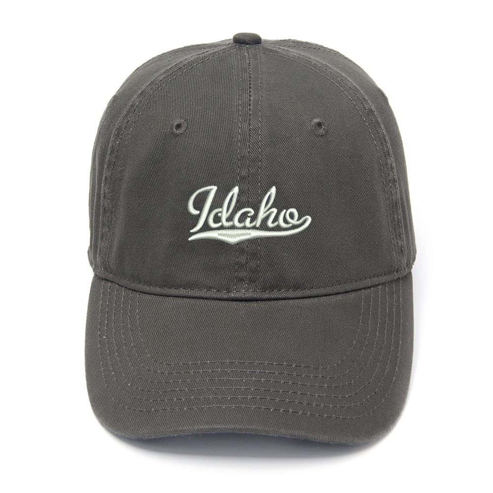 Men's Baseball Caps Idaho - ID Embroidered Dad Hat Washed Cotton Hat (Grey,7 3/8)