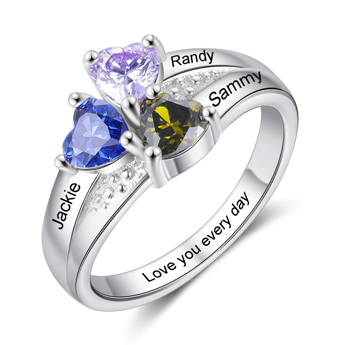 Jewelstruck Mothers Day Gifts from Daughter Personalized Mothers Name Rings with 3 Birthstones for Mom Grandma Anniversary Family Rings for Grandmother Mom Women Birthday (9)