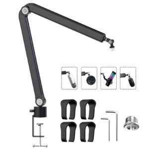 youshares mic boom arm for blue yeti microphone, hyperx quadcast mic, fifine, rode, shure, razer and most microphones, flexible metal mic arm stand desk mount with 5 freely adjustable joints