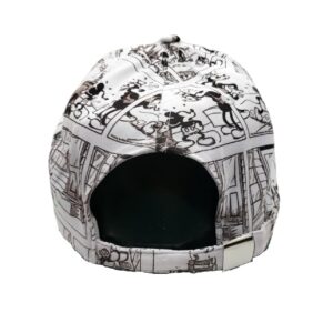 Disney Mickey Mouse Comic Book Print Snapback Baseball Hat (Black and White)